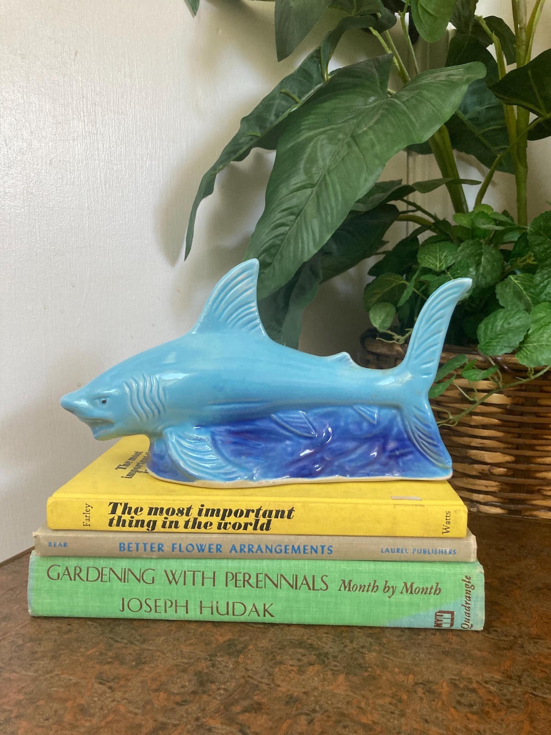 Vintage Ceramic Shark Statue - Etsy