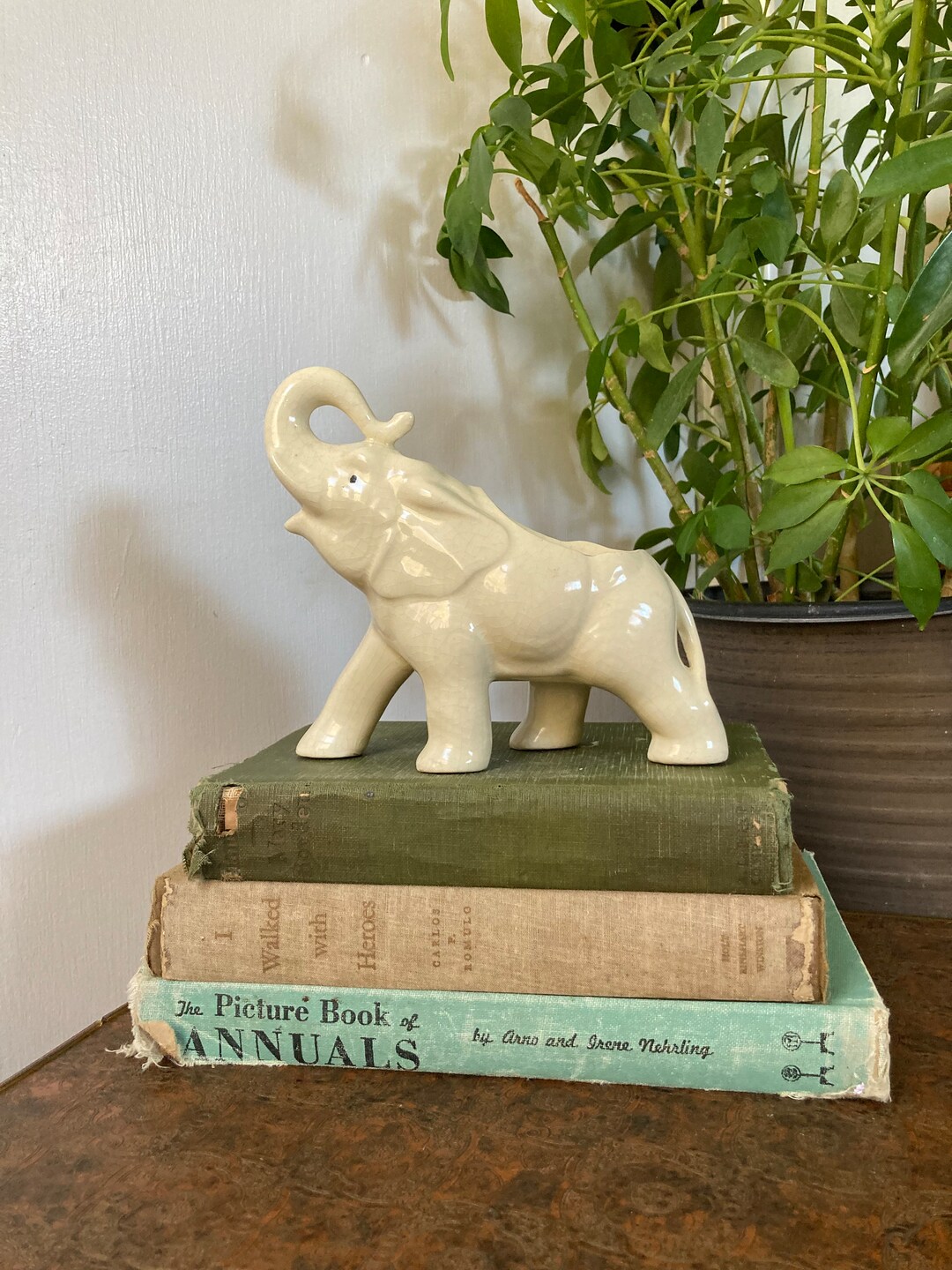 White Ceramic Elephant Planter - Etsy