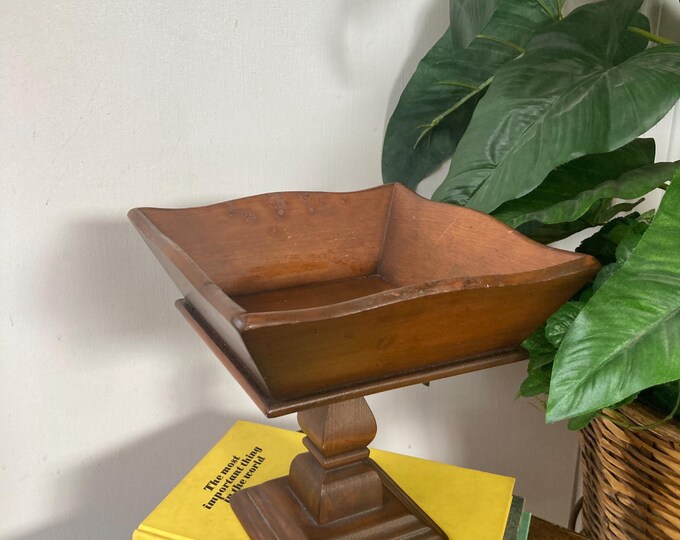 Wood Pedestal Bowl - Etsy