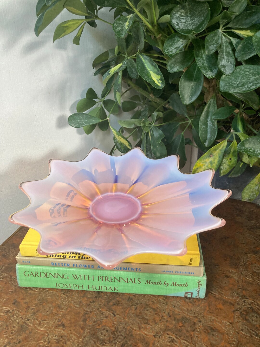 Iridescent Pink Glass Tray - Etsy