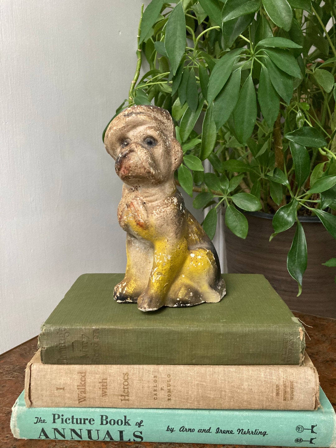 Chalkware Dog With a Hat. C - Etsy
