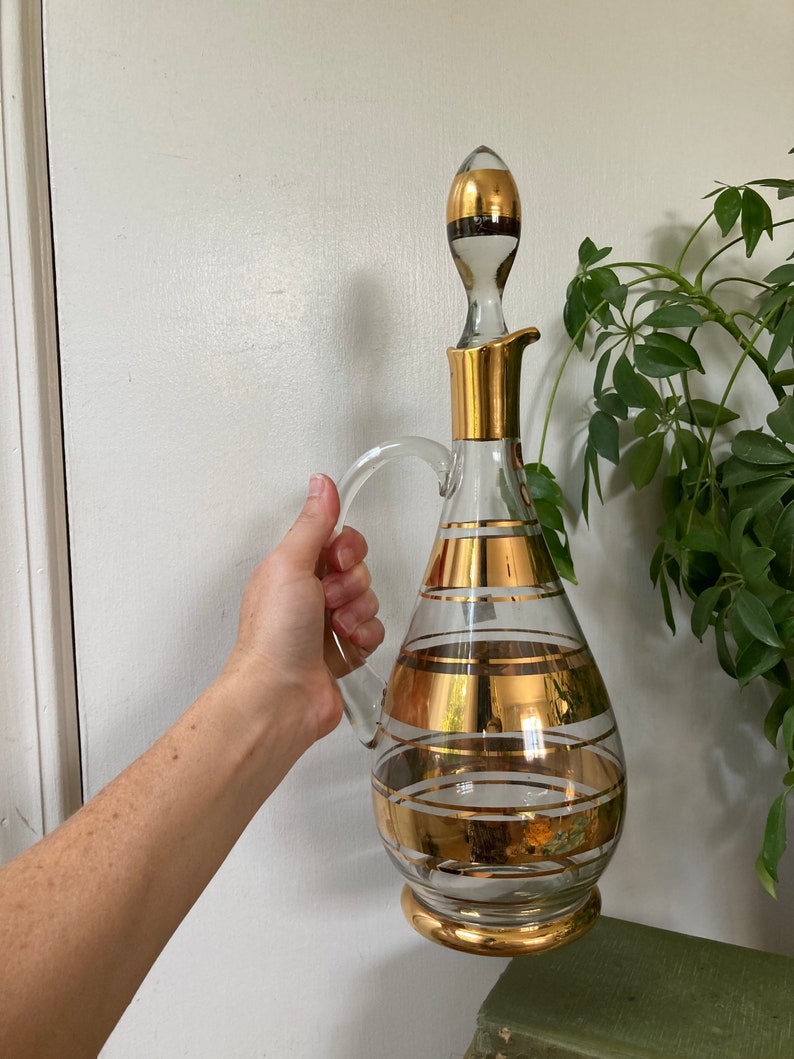 Avitra Crystal Decanter With Gold Stripes - Etsy