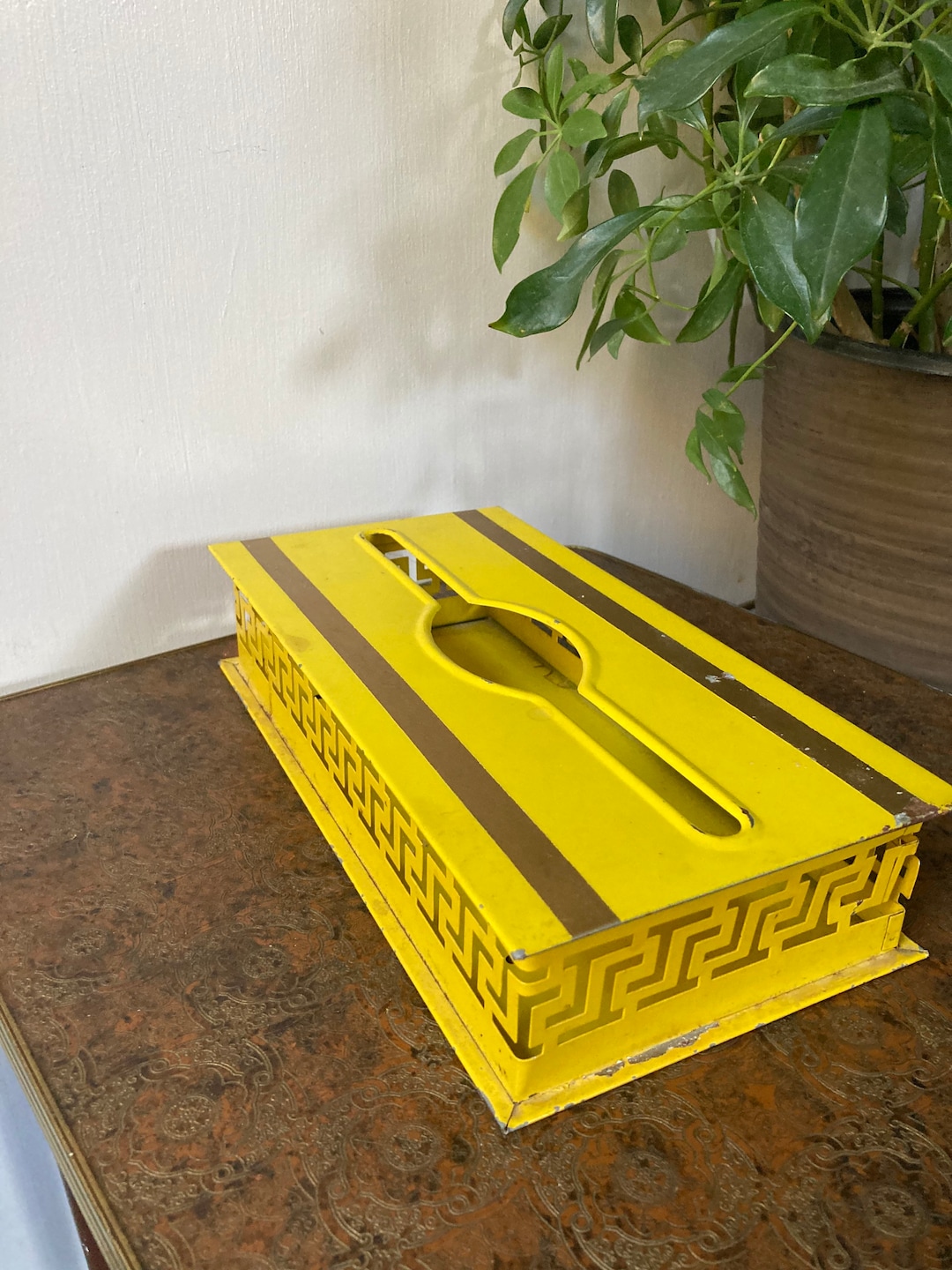 Yellow Greek Key Tole Tissue Cover. C - Etsy