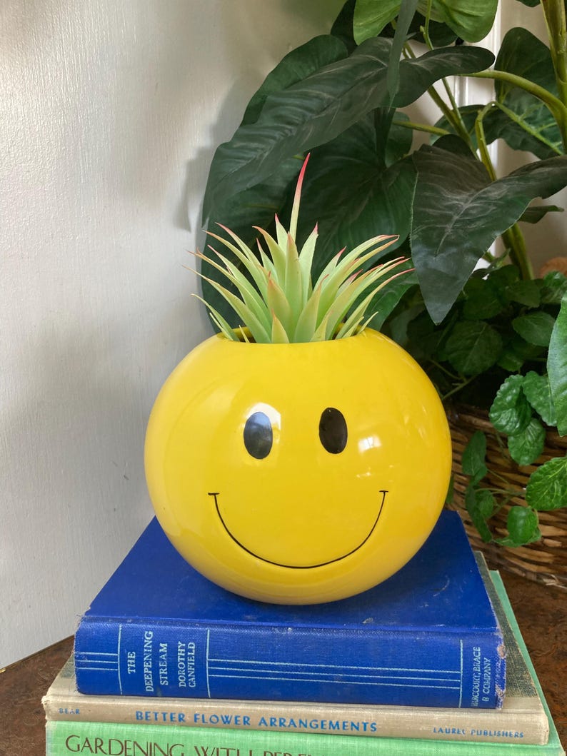 Yellow Smiley Planter - Etsy