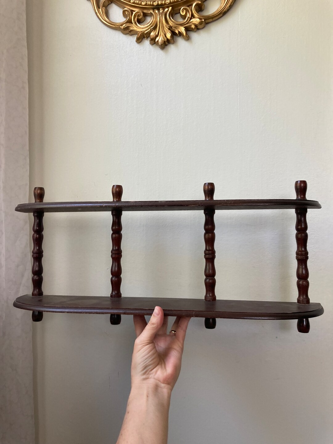Vintage Wood Spindle Shelf - Etsy
