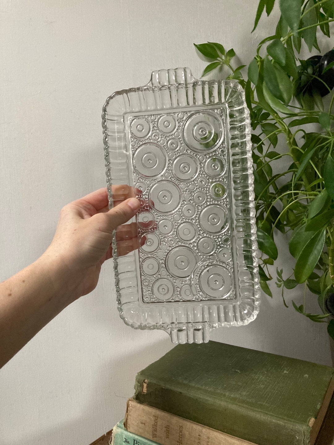 Vintage Glass Snack Tray - Etsy
