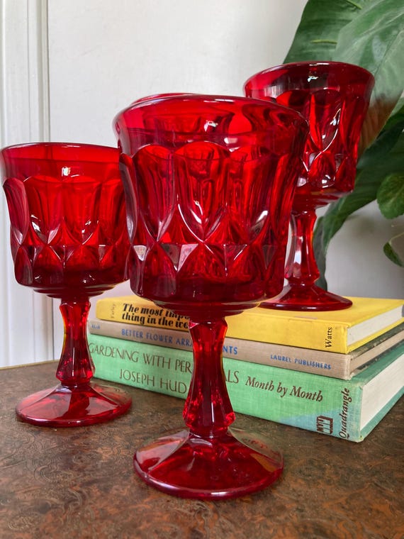 Red Noritake wine glasses set of four - Gem