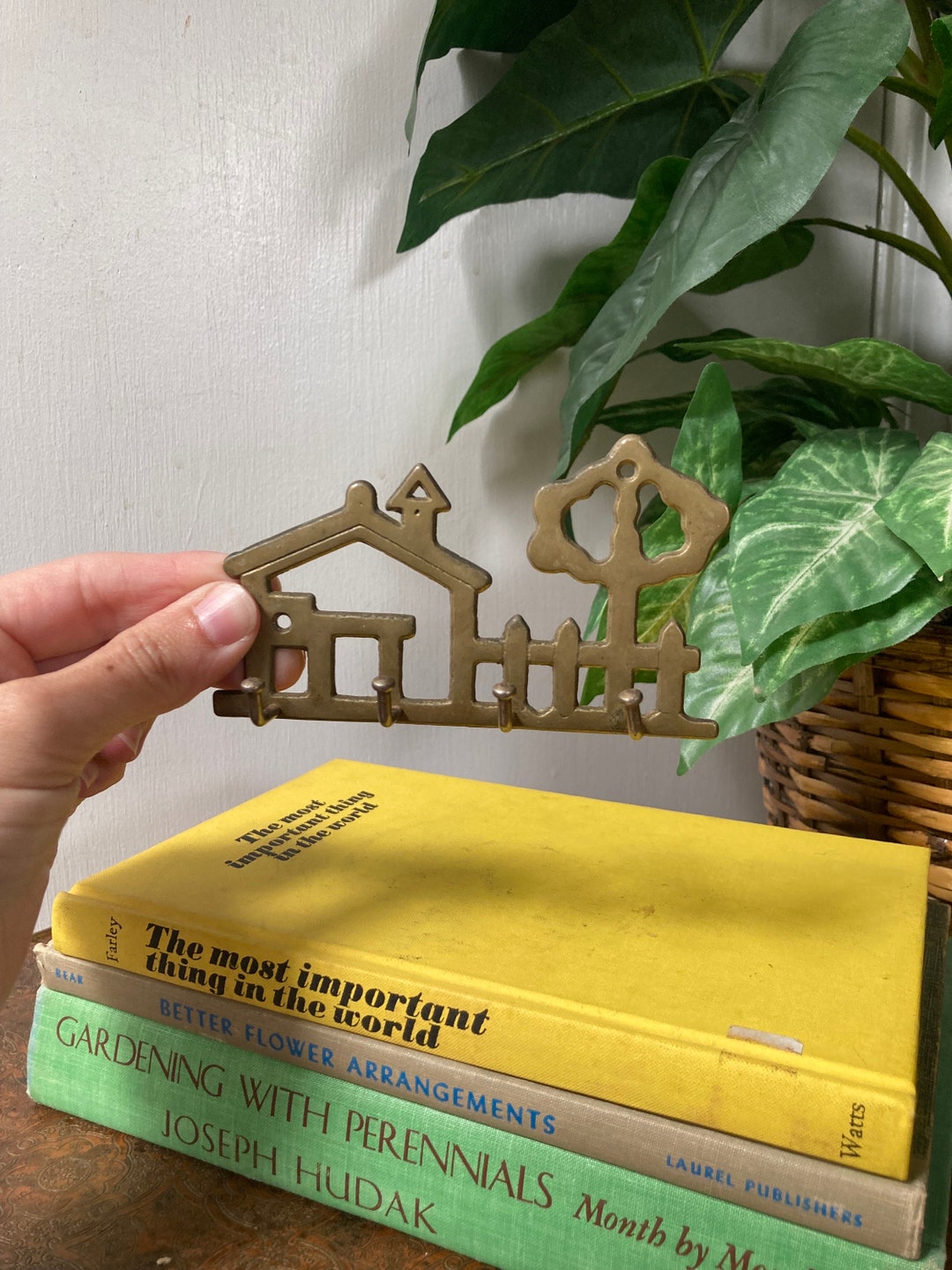 Tiny Brass House Key Hook - Etsy