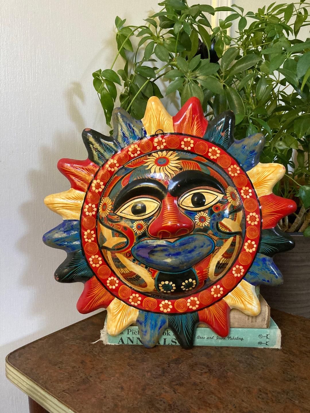 Sun Face Painted Terra Cotta Wall Hanging - Etsy