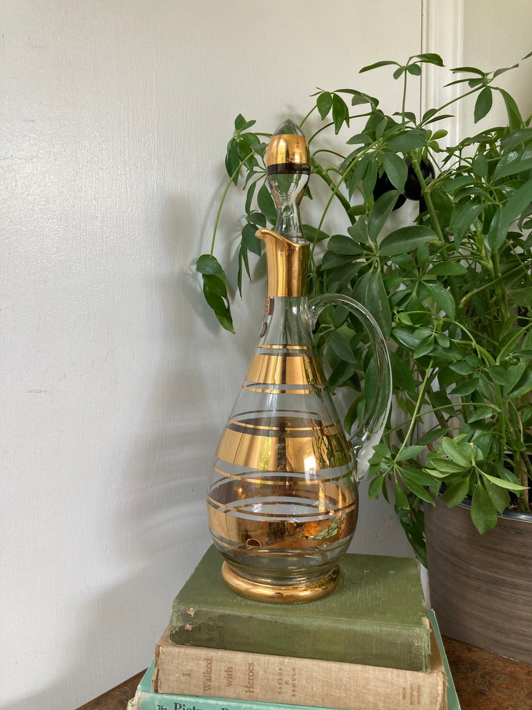 Avitra Crystal Decanter With Gold Stripes - Etsy