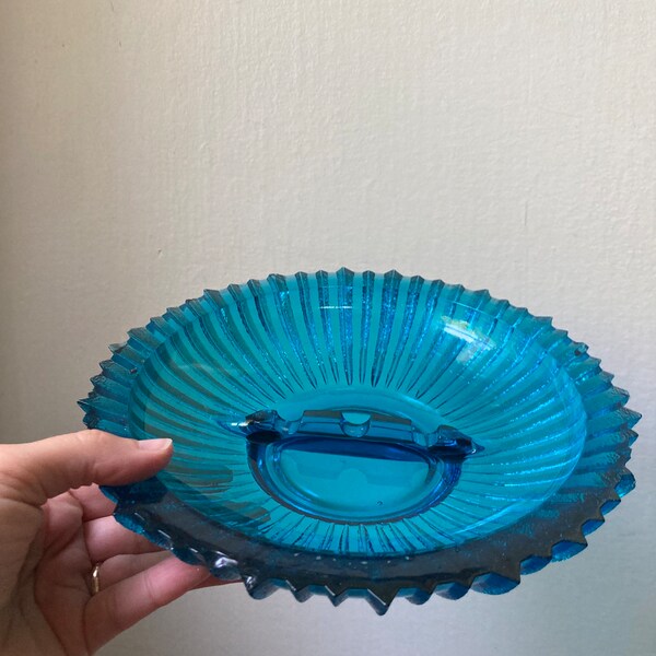 Vintage Blue Ashtray - Etsy