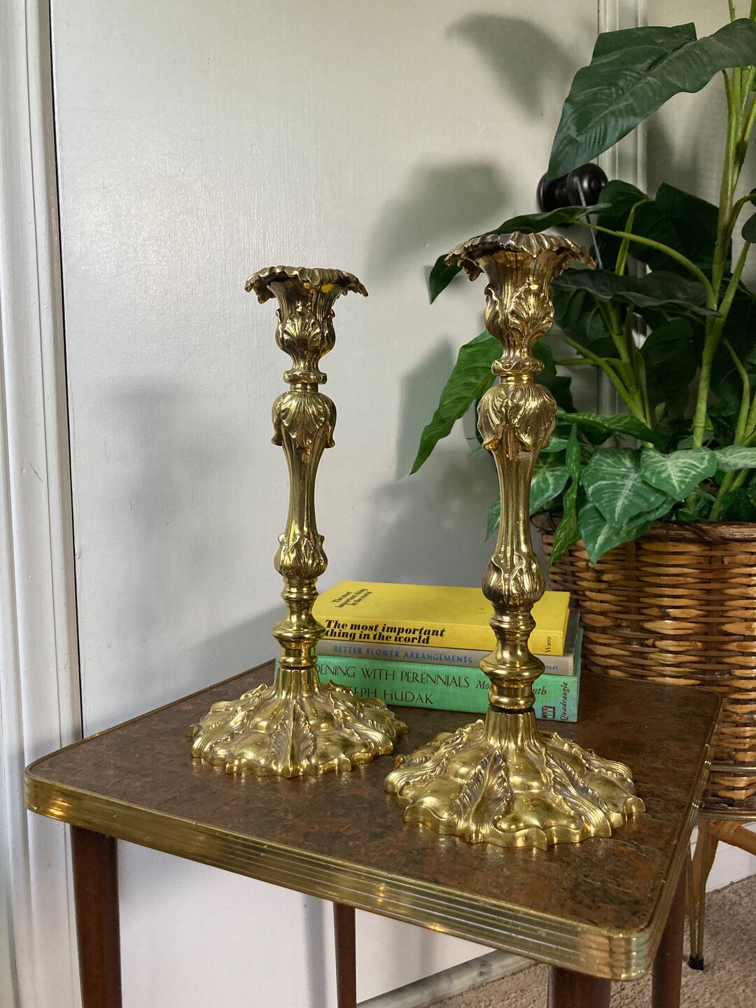 Ornate Heavy Brass Candlesticks - Etsy