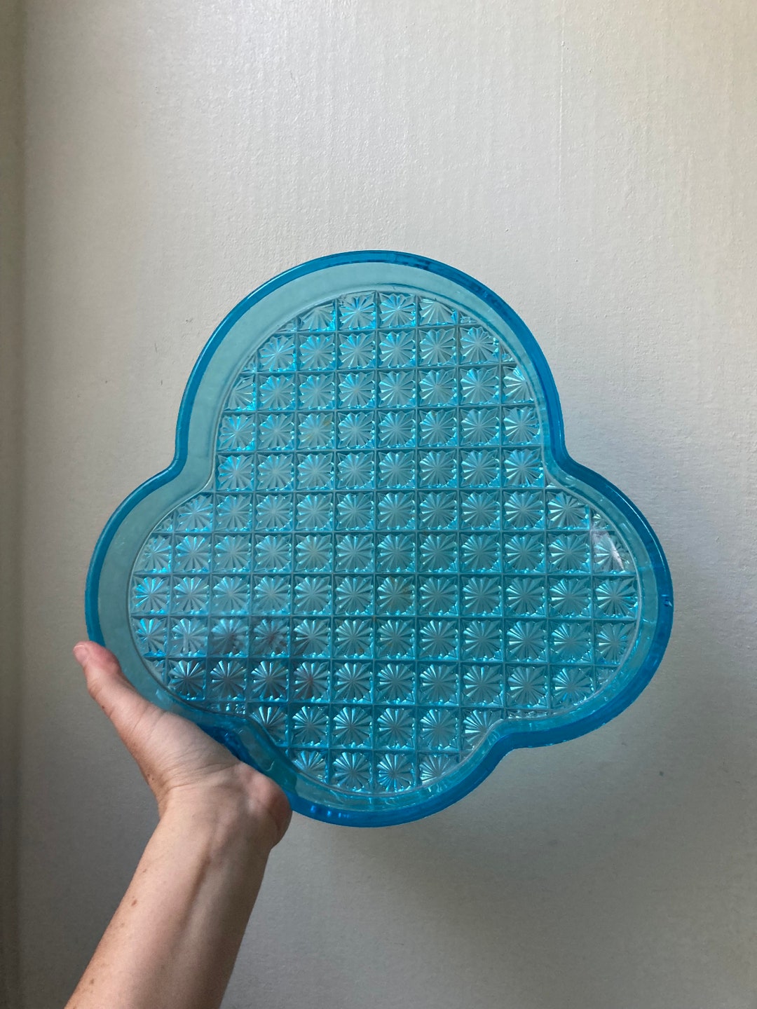 King and Son Glass Company Blue Glass Tray - Etsy