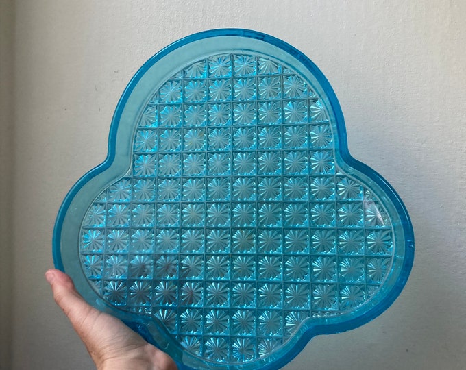 King and Son Glass Company Blue Glass Tray - Etsy