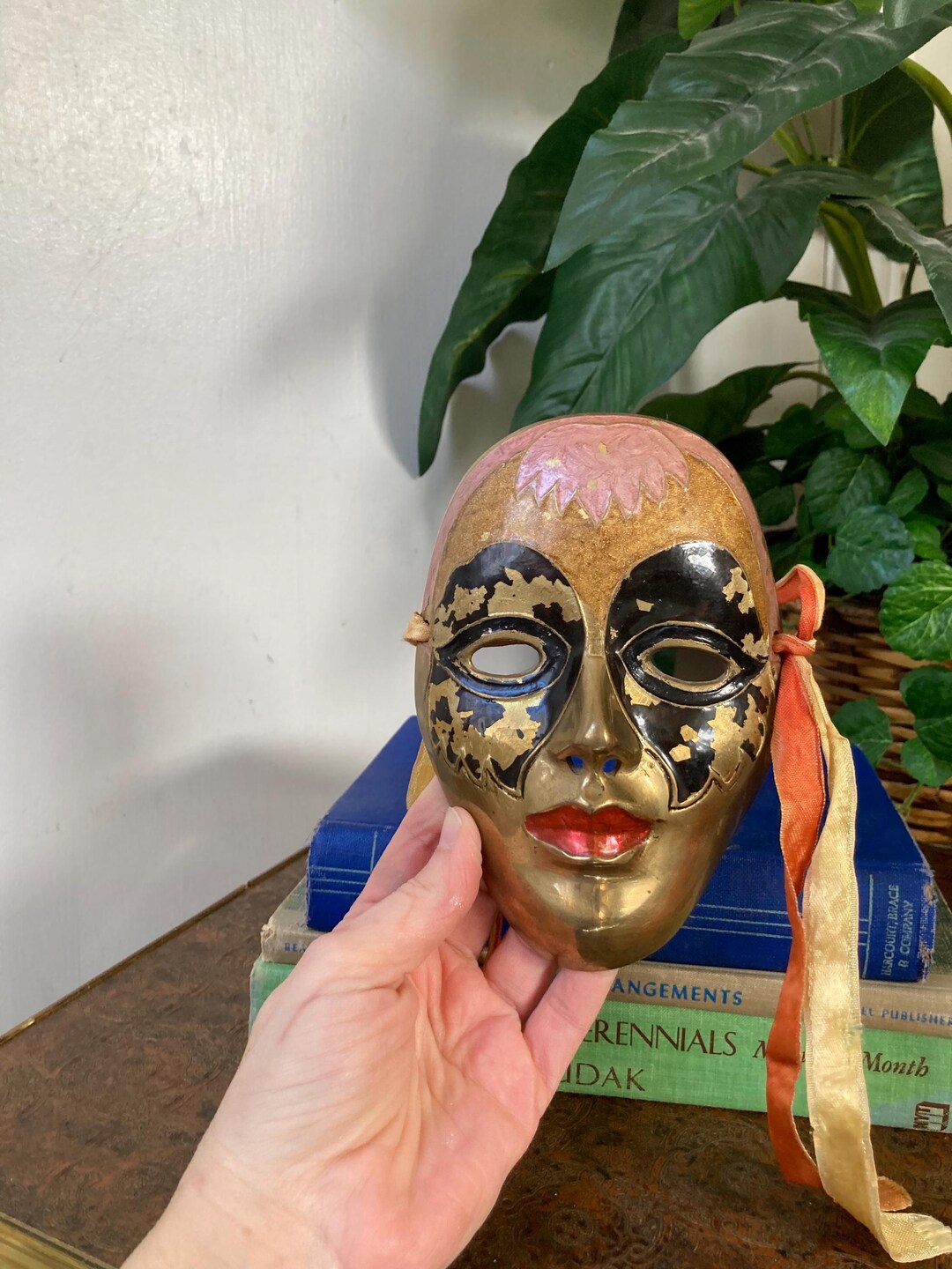 Chippy Brass and Enamel Mask - Etsy