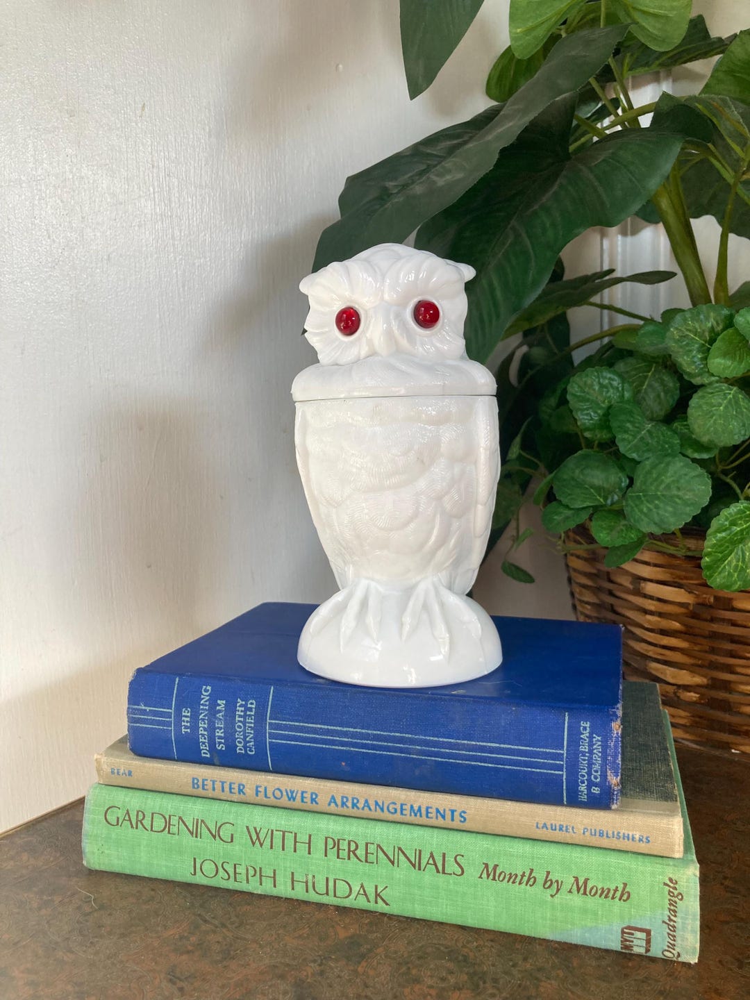 Milk Glass Owl Box as Is - Etsy