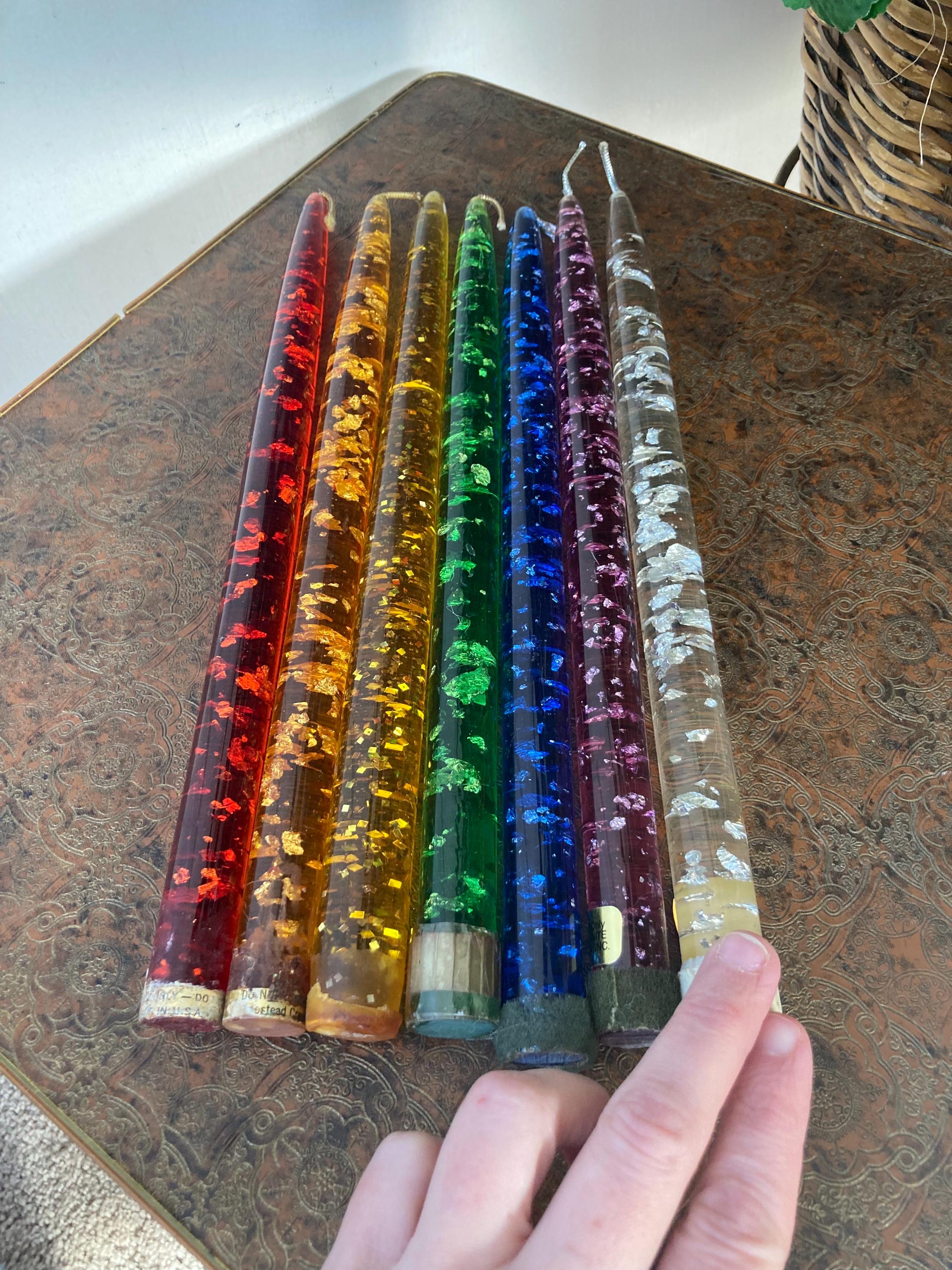 Set of Seven Rainbow Lucite Candles Vintage - Etsy