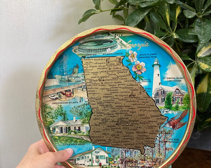 Vintage Georgia State Tray - Etsy