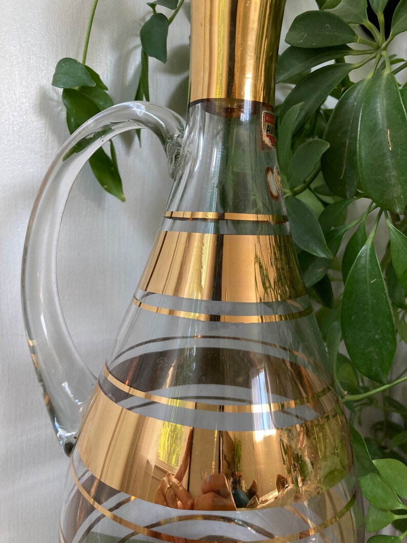 Avitra Crystal Decanter With Gold Stripes - Etsy