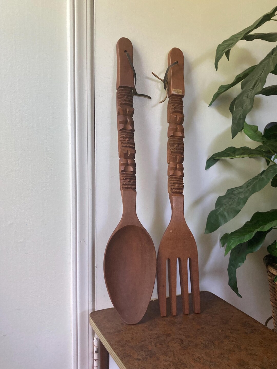 Vintage Large Wood Fork and Spoon. - Etsy