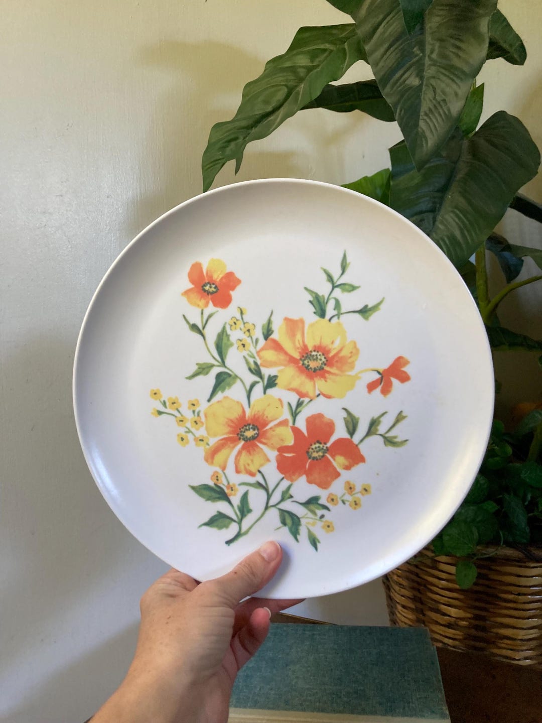 Yellow and Orange Floral Melamine Plate - Etsy