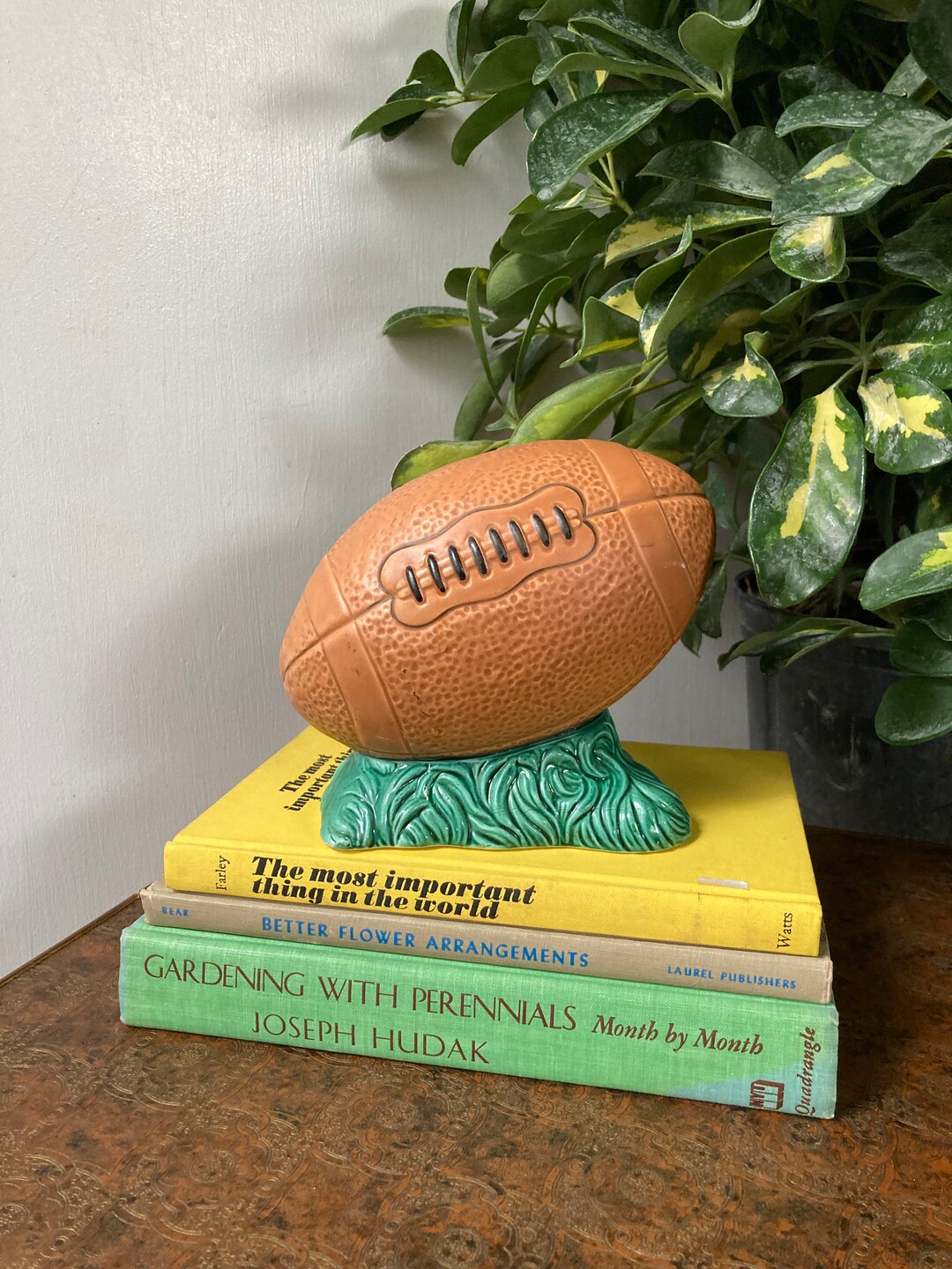 Vintage Ceramic Football Planter - Etsy