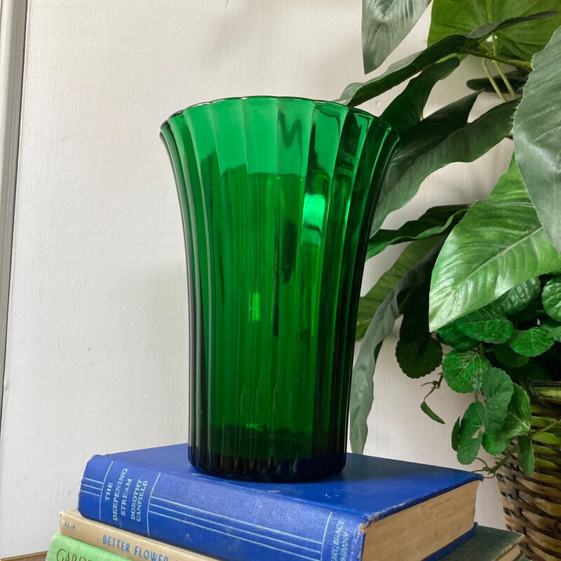 Green Glass Vase - Etsy