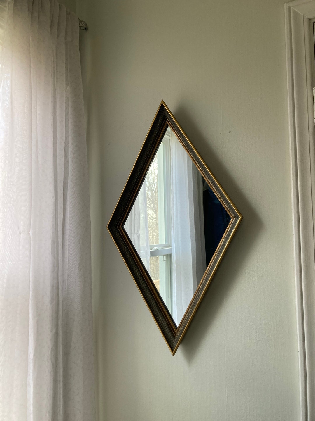 Vintage Diamond Shaped Mirror - Etsy