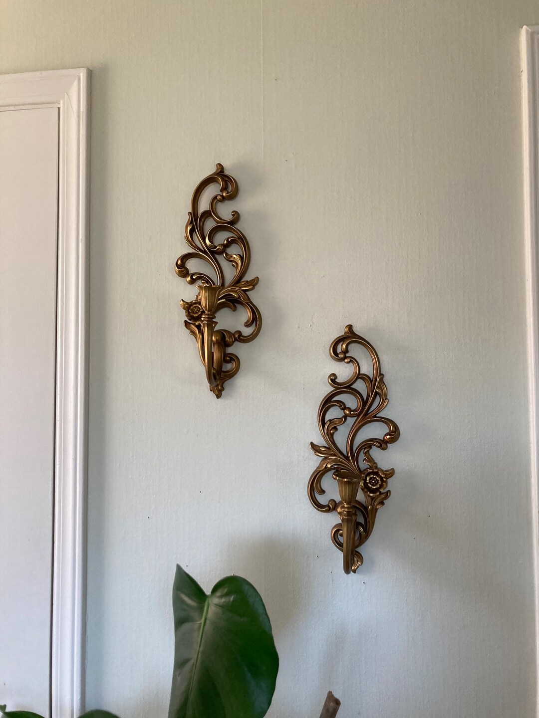 Gold Syroco Plastic Sconces - Etsy