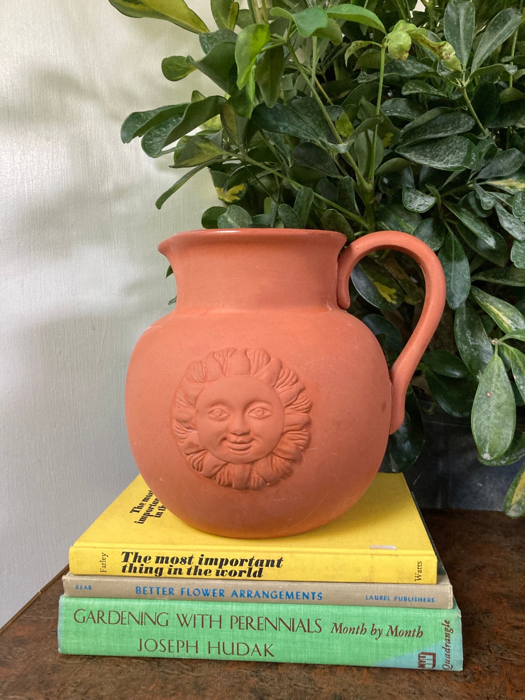 Terra Cotta Sun Face Pitcher. B - Etsy