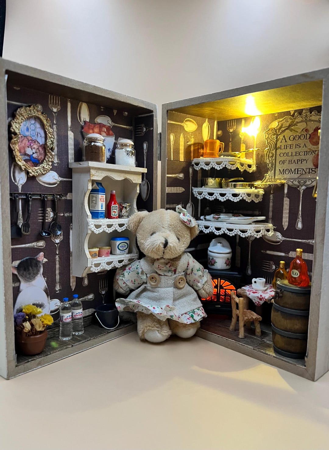 A Rustic Bear’s Little Kitchen Vol.2 Diorama, Wooden Box - Etsy