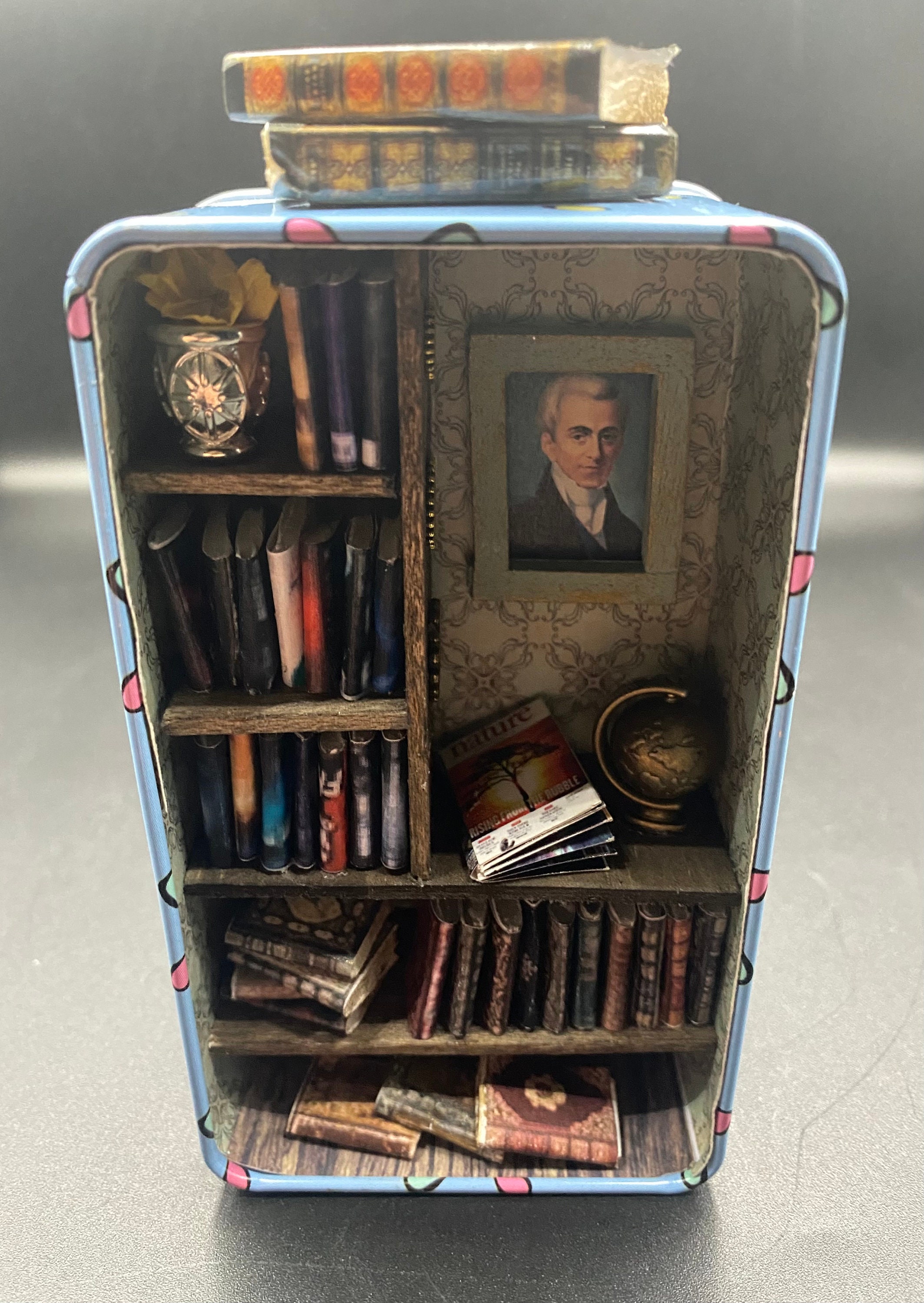 A Tiny Library in a Metal Box, Tin Diorama - Etsy