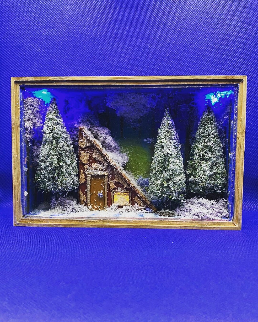 A Cabin Deep in the Snowy Forest Diorama, Wooden Shadow Box - Etsy