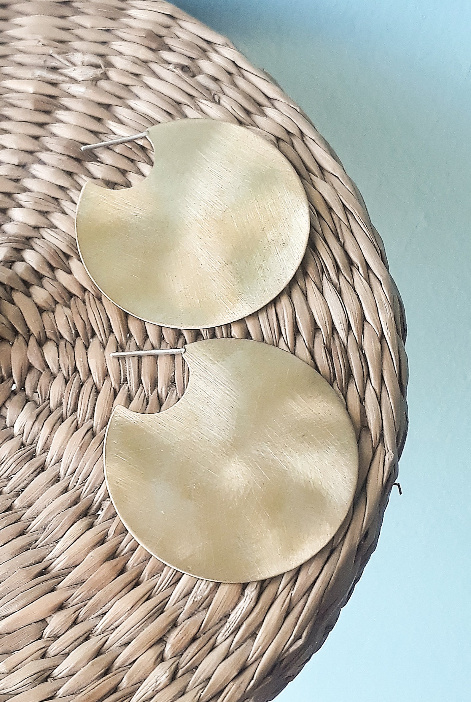 Geometric Disc Hoop Earrings Gold Brass Statement Large Big | Etsy