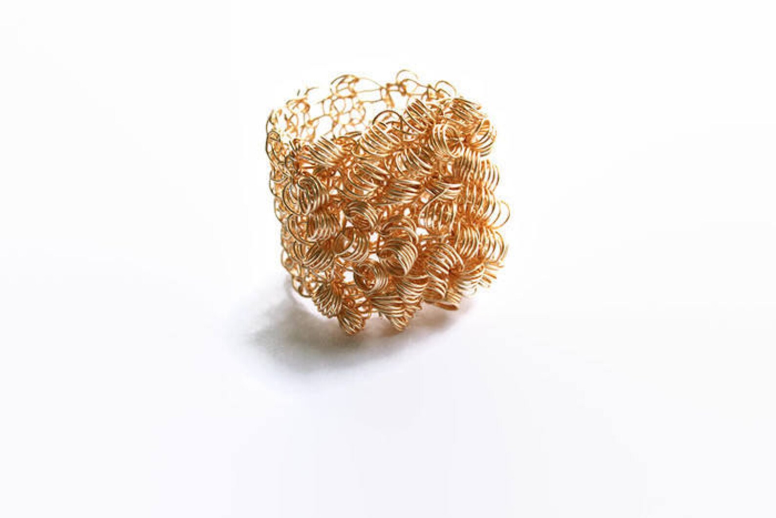 Gold Wide Band Ring Womens Handmade Wire Crochet Ring Wire - Etsy