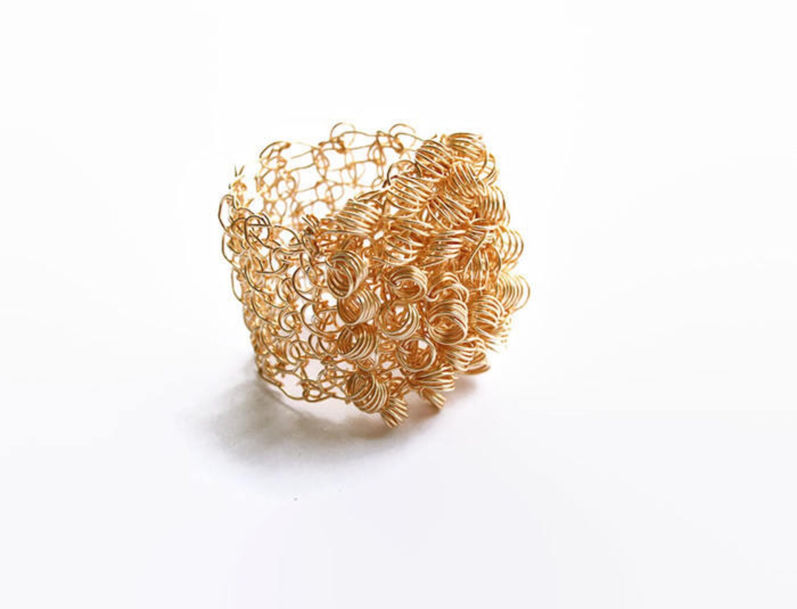 Gold Wide Band Ring Womens Handmade Wire Crochet Ring Wire - Etsy