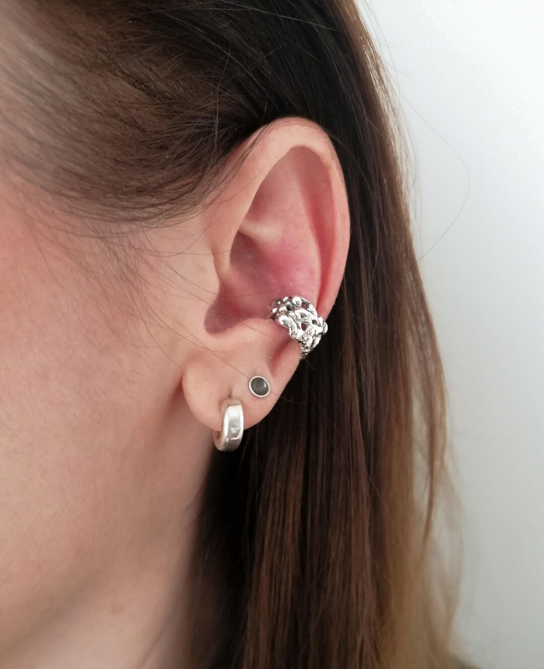 Ear Cuff Wrap Melted Metal Earring in Sterling Silver 925 - No Piercing ...