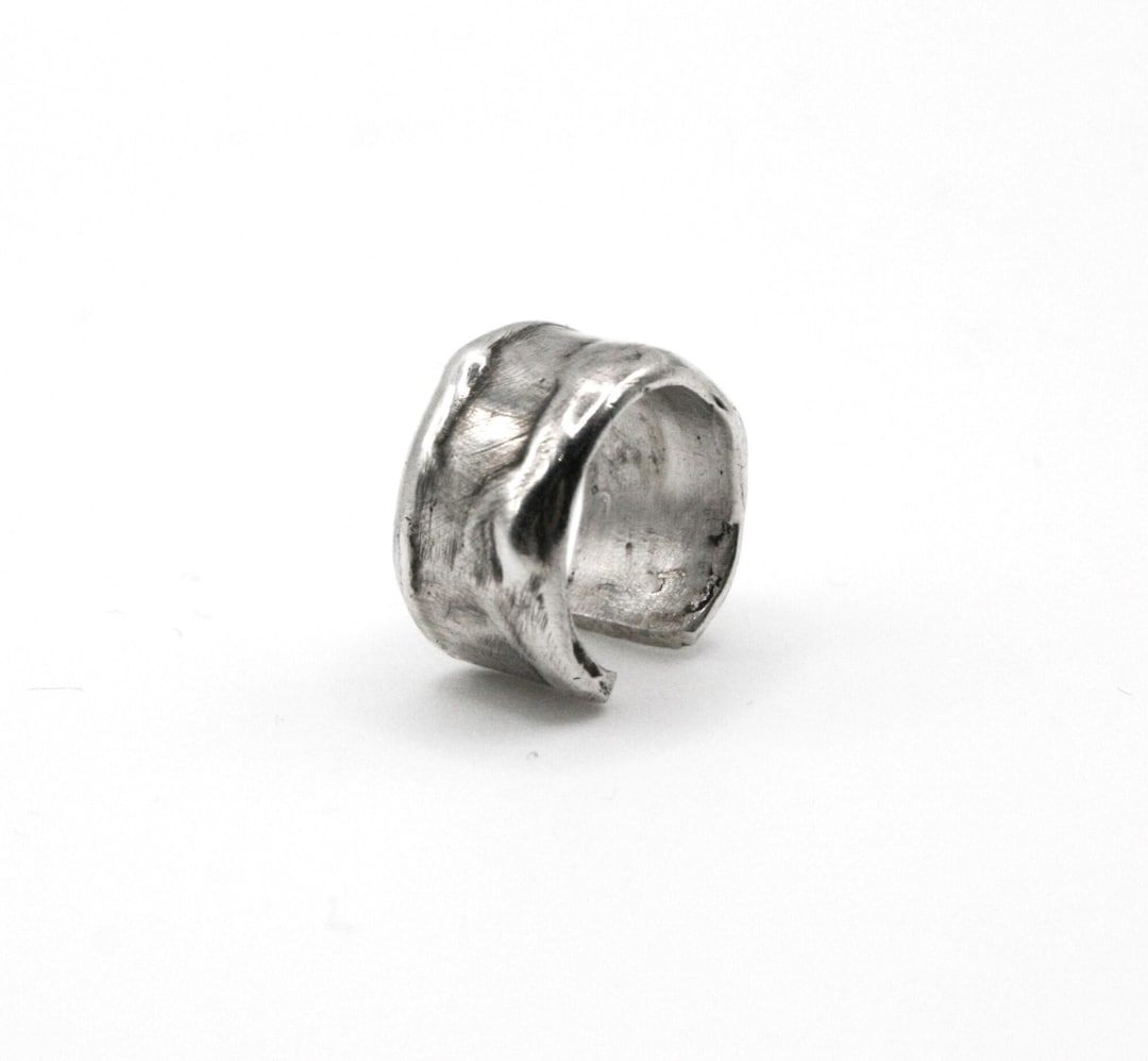 Melted Metal Texture Ear Cuff: Sterling Silver Gold Brass Chunky Unisex ...