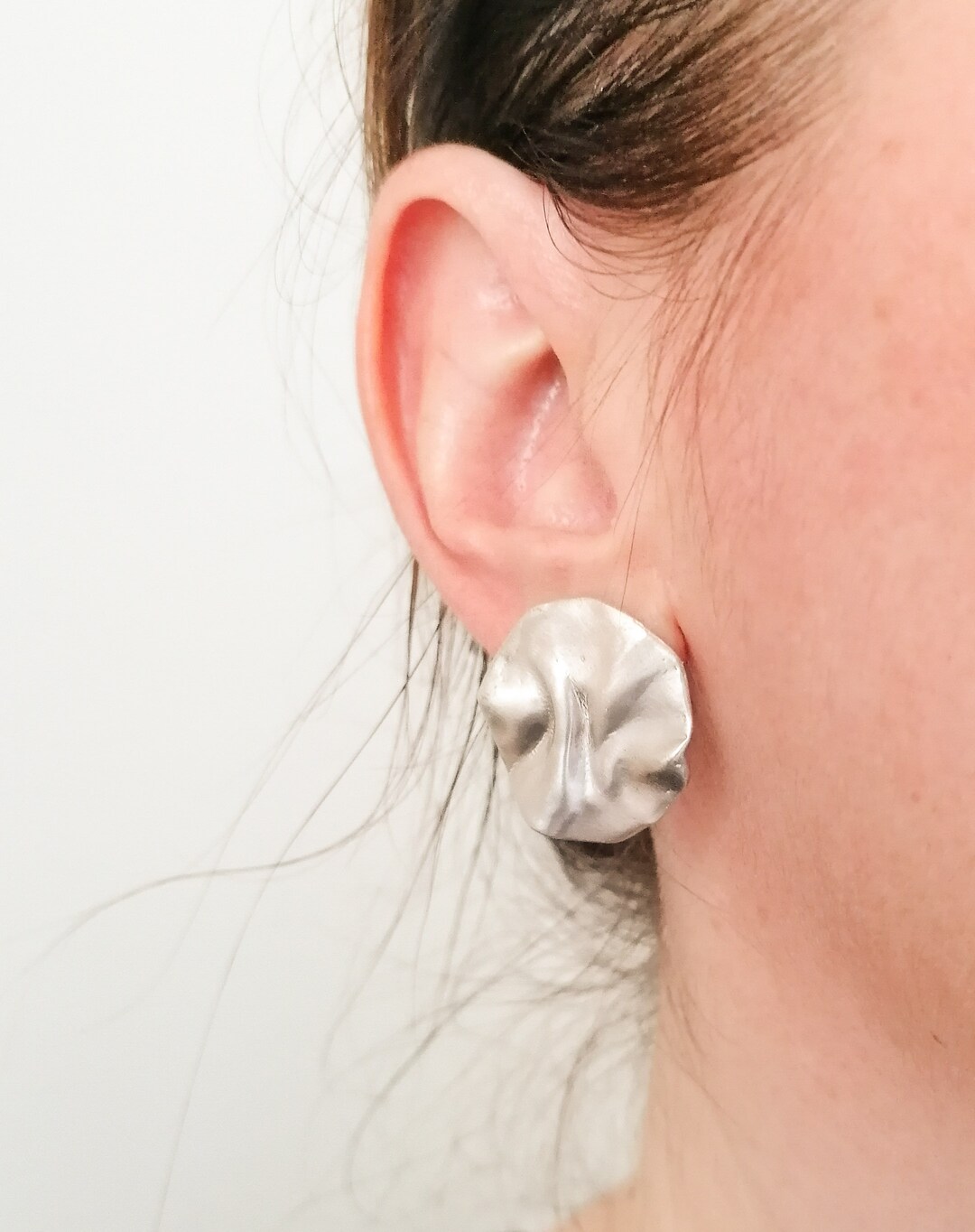 Irregular Large Stud Melted Disc Earrings Silver 925 - Etsy Canada