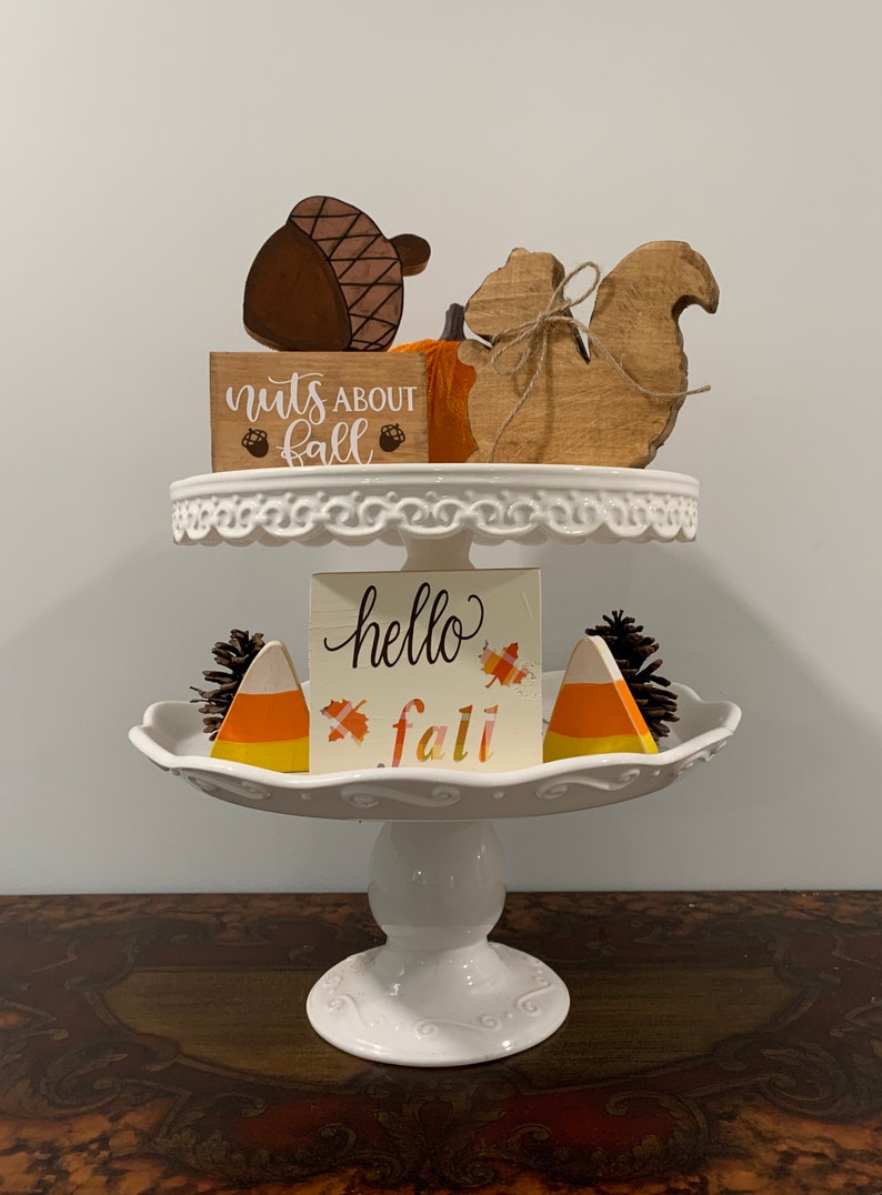 Nuts About Fall Tiered Tray Sign Décor Rusticsmall Wood - Etsy