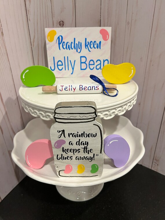 Peachy Keen Jelly Bean~Jelly Bean -Tiered Tray Decor~Small Wood Sign ...