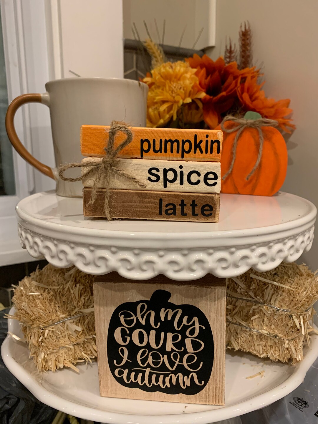 Pumpkin Spice Lattetiered Tray Decorsmall Wood - Etsy