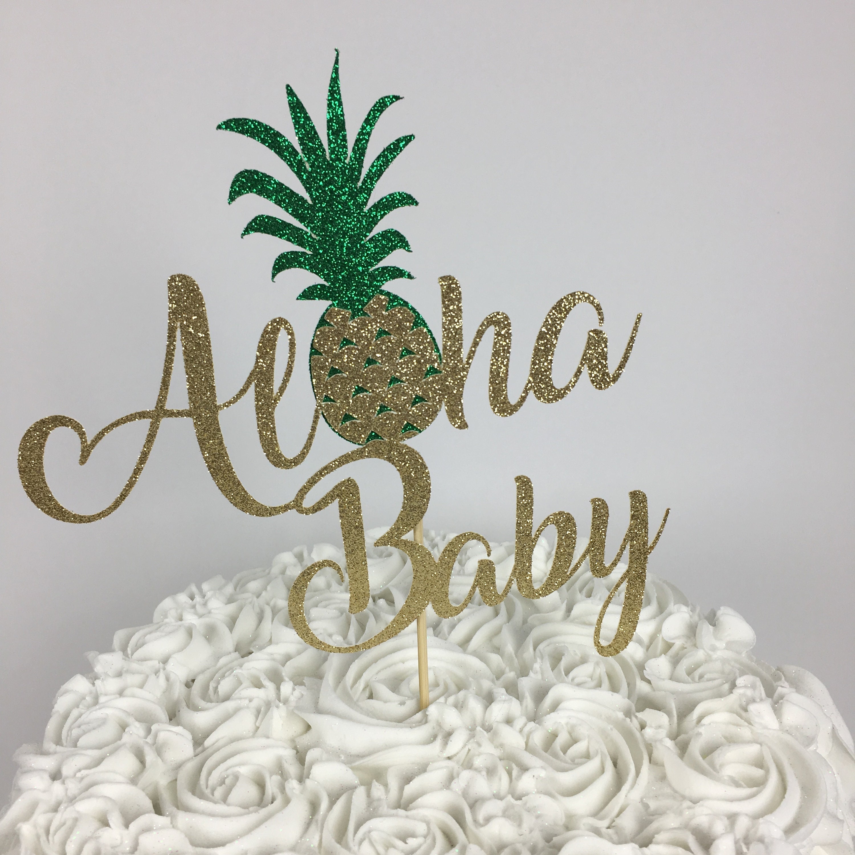 Aloha Baby Cake topper Pineapple party tropical party | Etsy