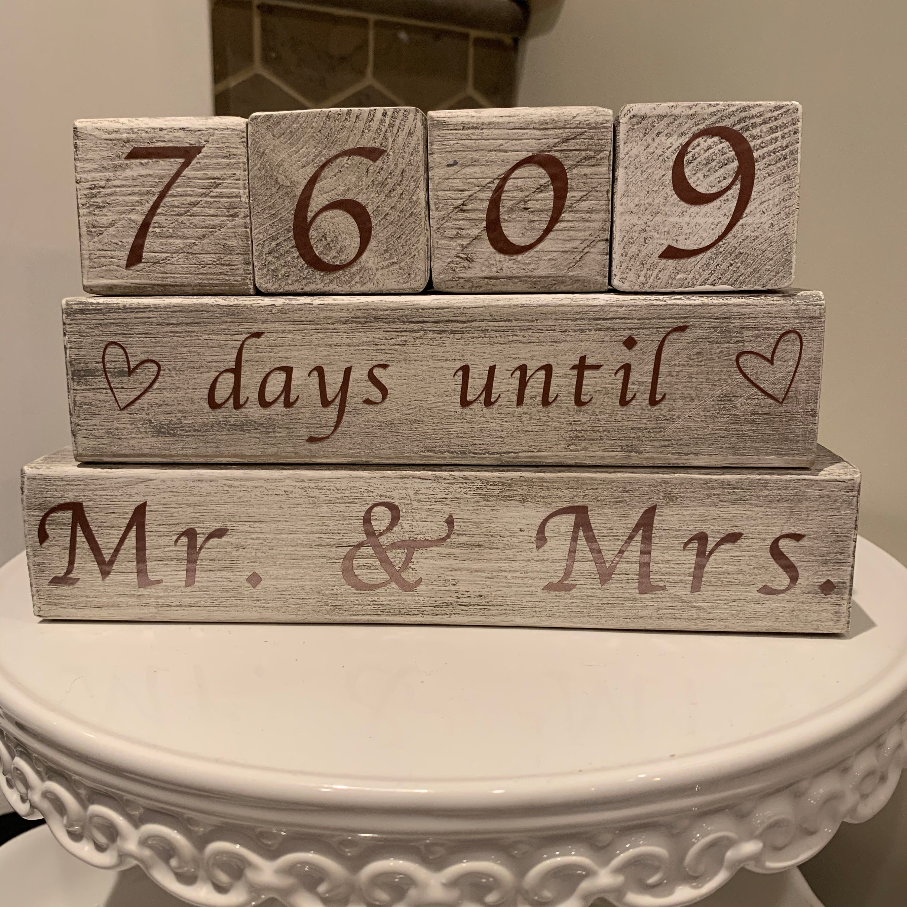 Wedding Countdown Wedding Calendar Calendar Wedding Blocks - Etsy
