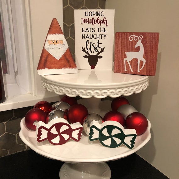 Starlight mints -Tiered Tray Decor~Small Wood Sign~Santa~Christmas ...