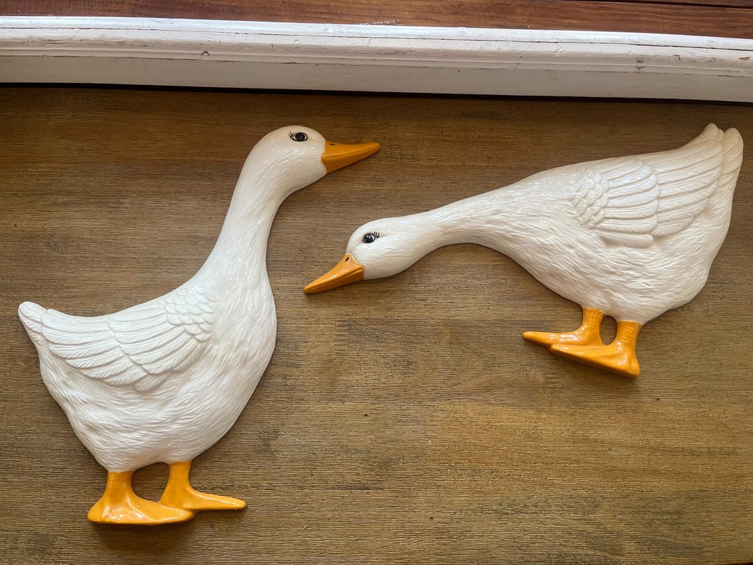 Pair of Porcelain Duck Wall Hangers | Farmhouse | Spring Decoration - Etsy