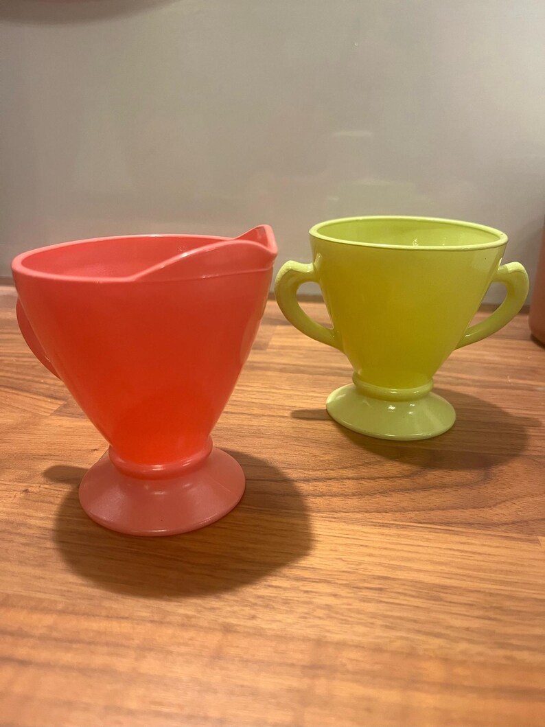 Hazel Atlas Ovide Creamer and Sugar Servers | Vintage | MCM | Milk ...