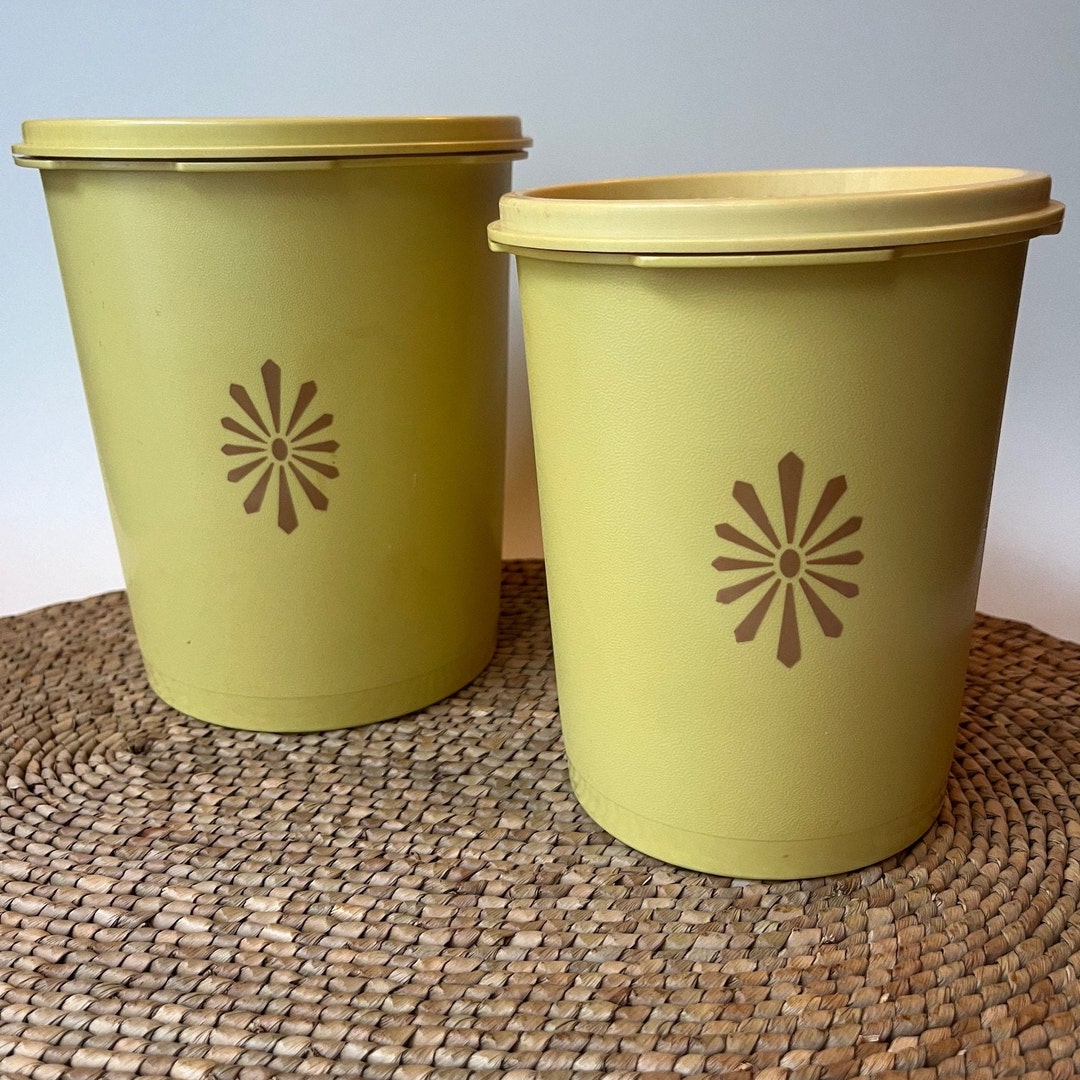 Set of 2 Harvest Gold Nesting Tupperware With Sunburst Pattern Vintage ...