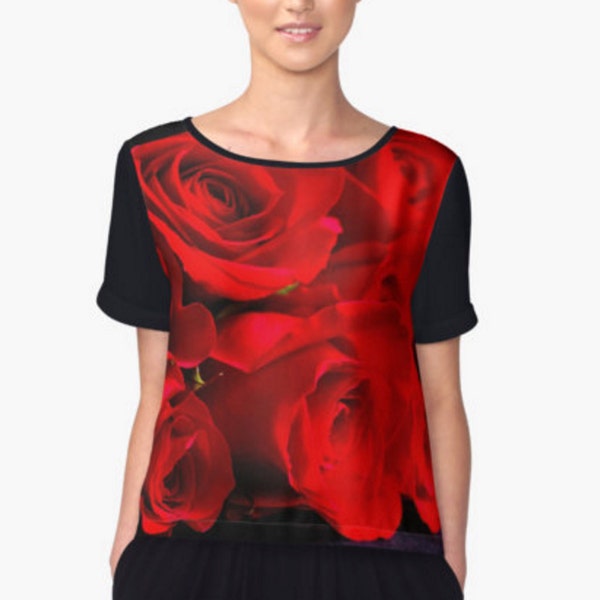 Rose Print Blouse - Etsy