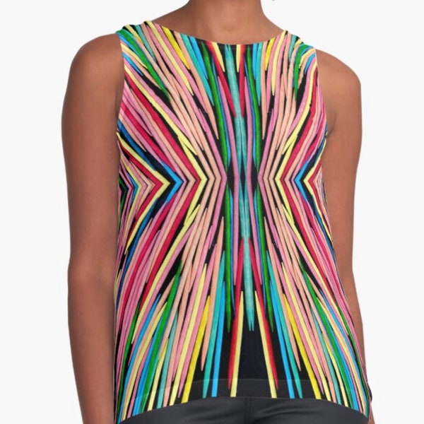 Bass Guitar Tank Top, Urban Chiffon Top Brown Black Festival Clothing ...